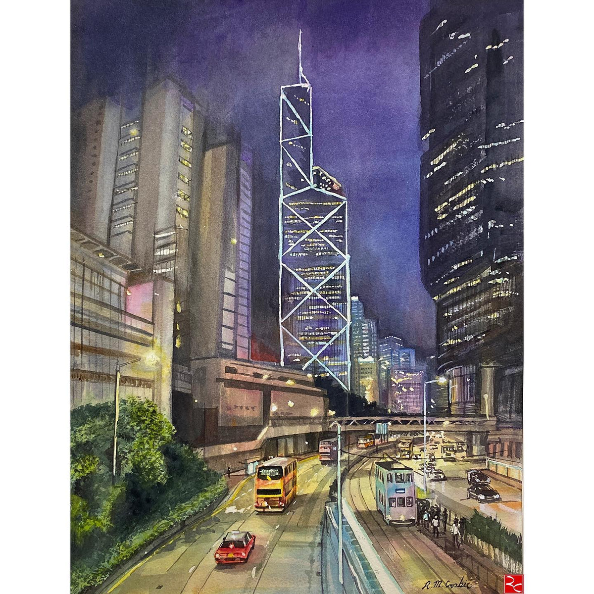 RICHARD CROSBIE ART A5 Art Print - Admiralty Night Glow - The Tree ...