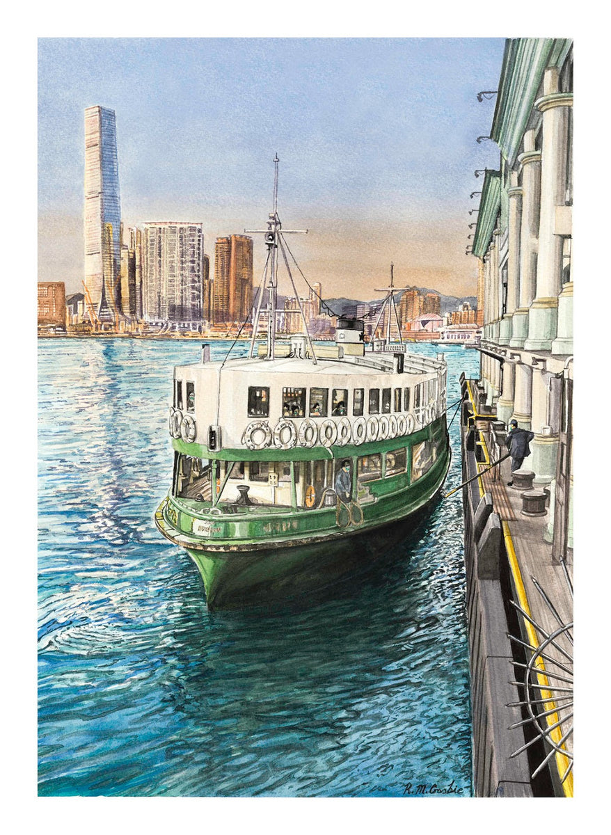 RICHARD CROSBIE ART Evening Ferry (A4 Art Print in Black Frame) - The ...