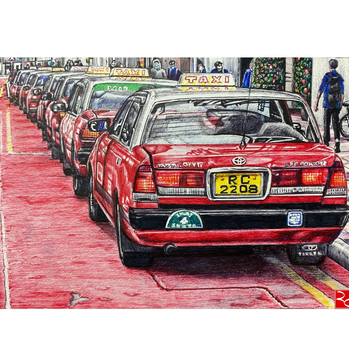 RICHARD CROSBIE ART A5 Art Print - Red Street - The Tree Stationery ...