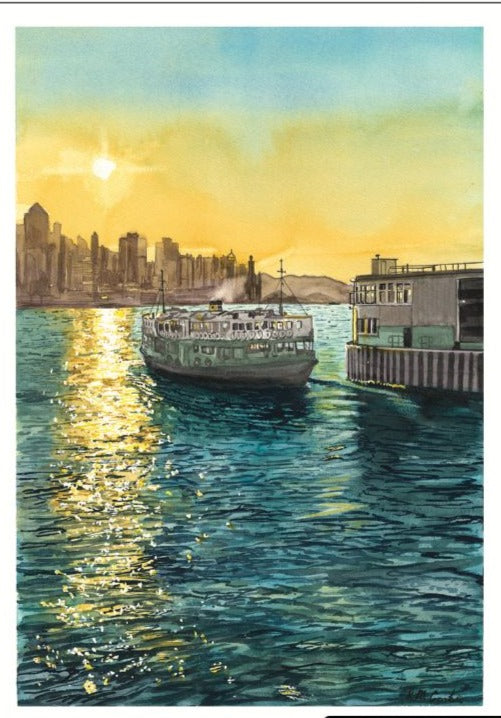 RICHARD CROSBIE ART A6 Postcard - Harbour Sunset - The Tree Stationery ...