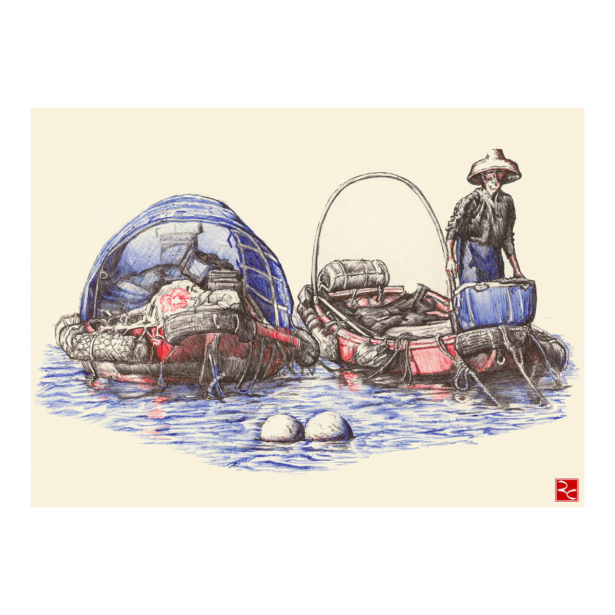 RICHARD CROSBIE ART A5 Art Print - Fisherman - The Tree Stationery & Co ...