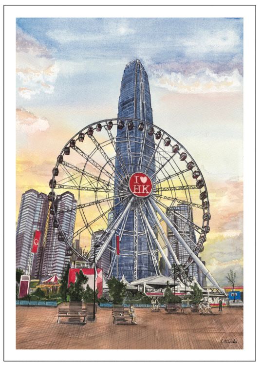 RICHARD CROSBIE ART A6 Postcard - Tower & Wheel - The Tree Stationery ...